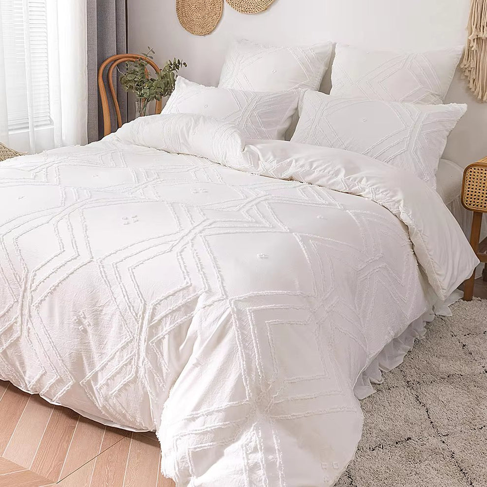 Textured White Duvet Cover Set – Vortaz